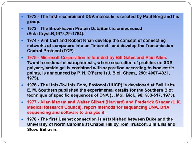 History and scope in bioinformatics | PPTX | Chemistry | Science