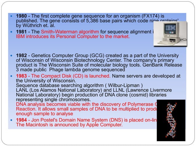 History and scope in bioinformatics | PPT