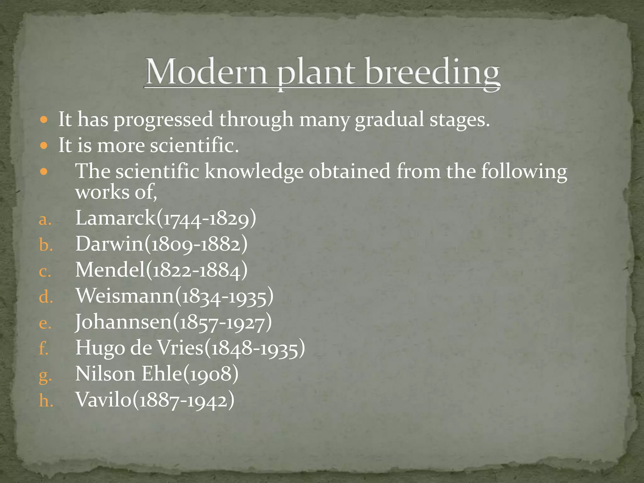 History and scope of plant breeding. | PPTX