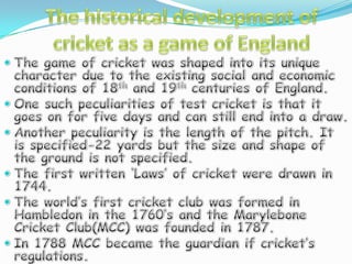History and sports the story of cricket copy | PPTX