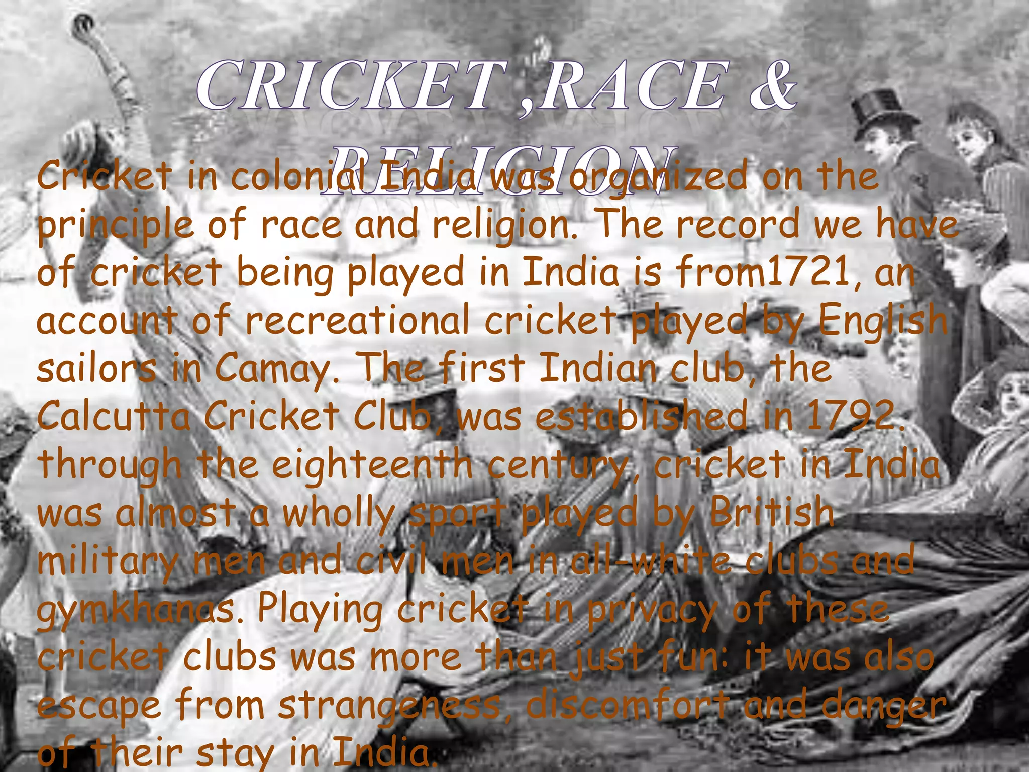 History and sport the story of cricket | PPTX