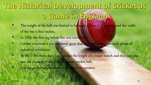 History and sport, the story of cricket | PPTX
