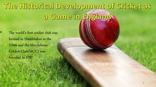 History and sport, the story of cricket | PPTX
