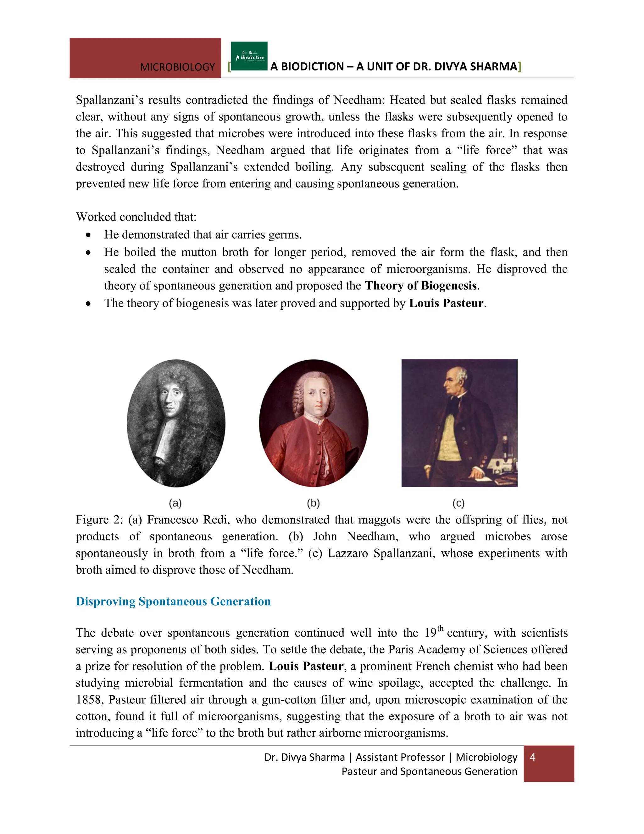 History of Microbiology and Pasteur's Experiment: Theory of Spontaneous ...
