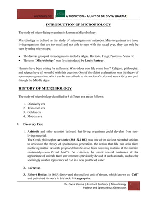 History of Microbiology and Pasteur's Experiment: Theory of Spontaneous ...