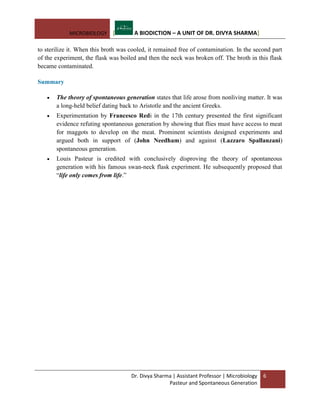 History of Microbiology and Pasteur's Experiment: Theory of Spontaneous ...