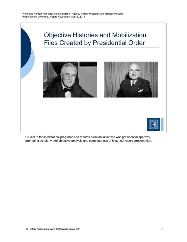 The WWII and Korean War Industrial Mobilization Agency History Programs ...