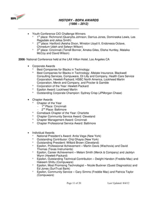 History of BDPA Awards (1986-2012) | PDF