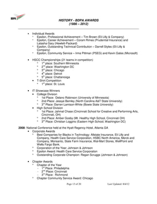 History of BDPA Awards (1986-2012) | PDF