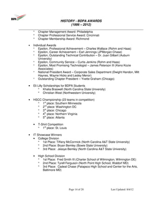History of BDPA Awards (1986-2012) | PDF