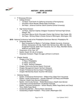 History of BDPA Awards (1986-2012) | PDF