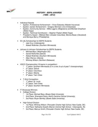 History of BDPA Awards (1986-2012) | PDF