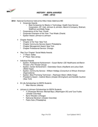 History of BDPA Awards (1986-2012) | PDF