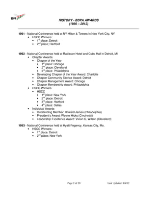 History of BDPA Awards (1986-2012) | PDF