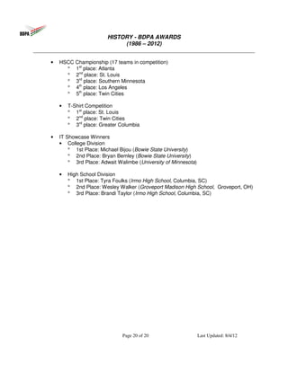 History of BDPA Awards (1986-2012) | PDF