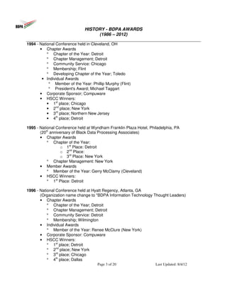 History of BDPA Awards (1986-2012) | PDF