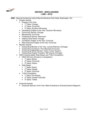 History of BDPA Awards (1986-2012) | PDF