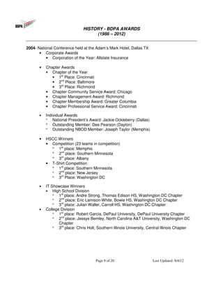 History of BDPA Awards (1986-2012) | PDF