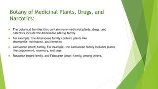 History, Botany, Cultivation and Processing of Medicinal plants, Drugs ...