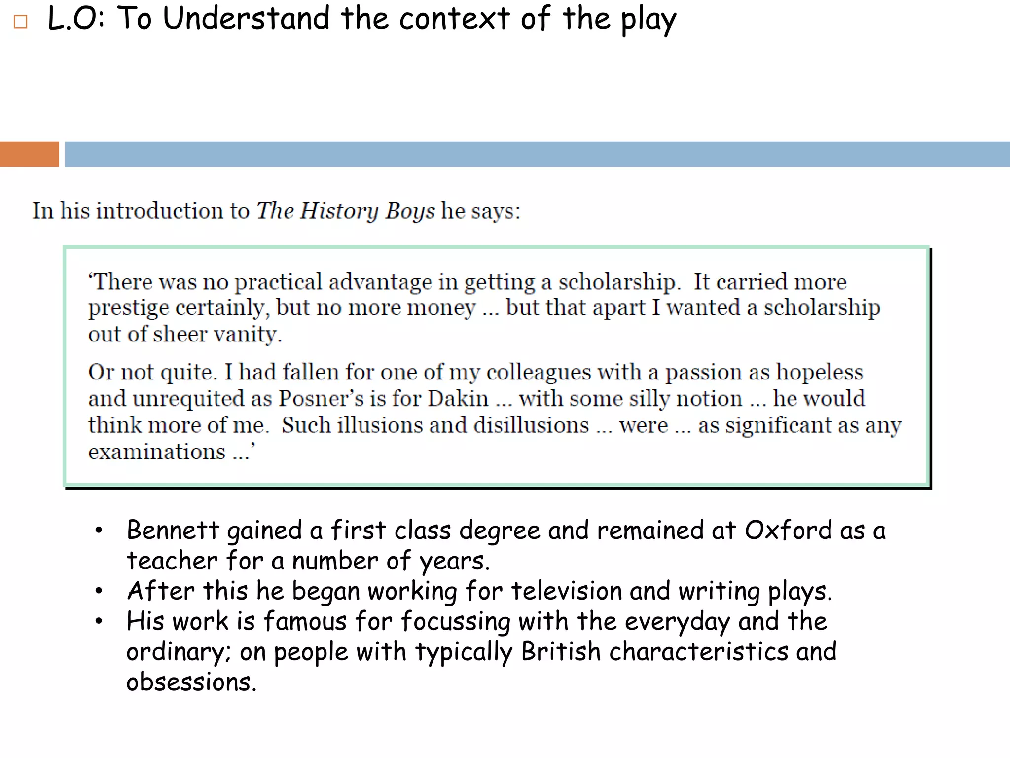 History boys context | PPTX