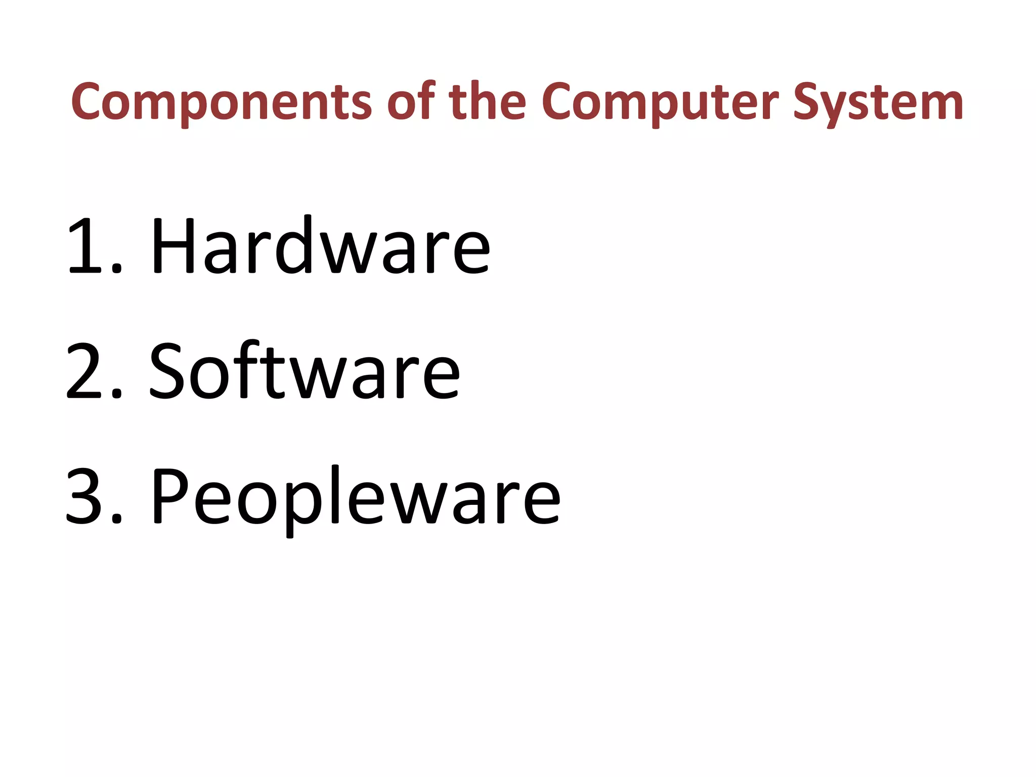 History, classification and components of computers | PPT