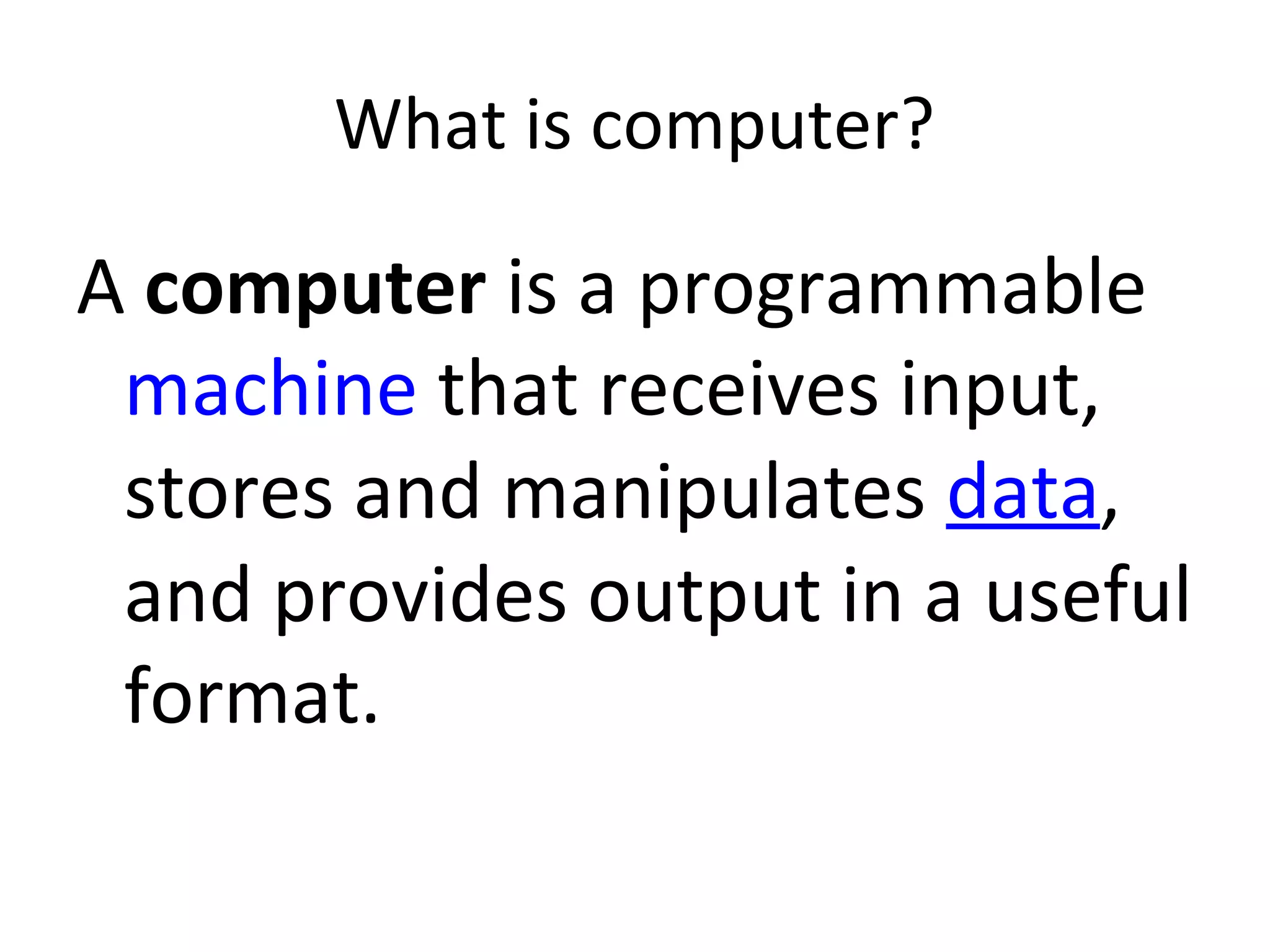 History, classification and components of computers | PPT