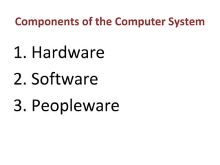 History, classification and components of computers | PPT