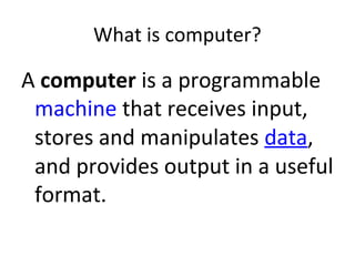 History, classification and components of computers | PPT