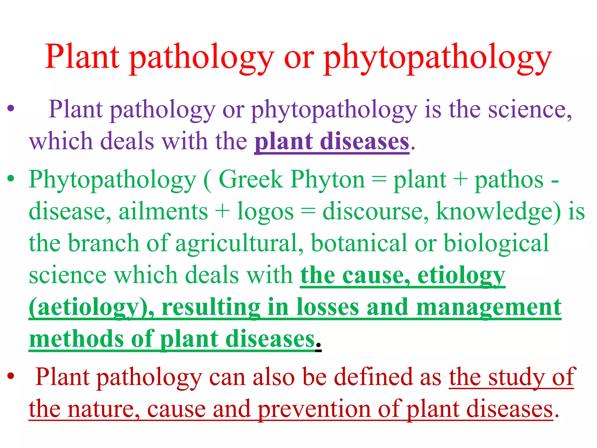 History,classification & importance of plant pathology | PPTX