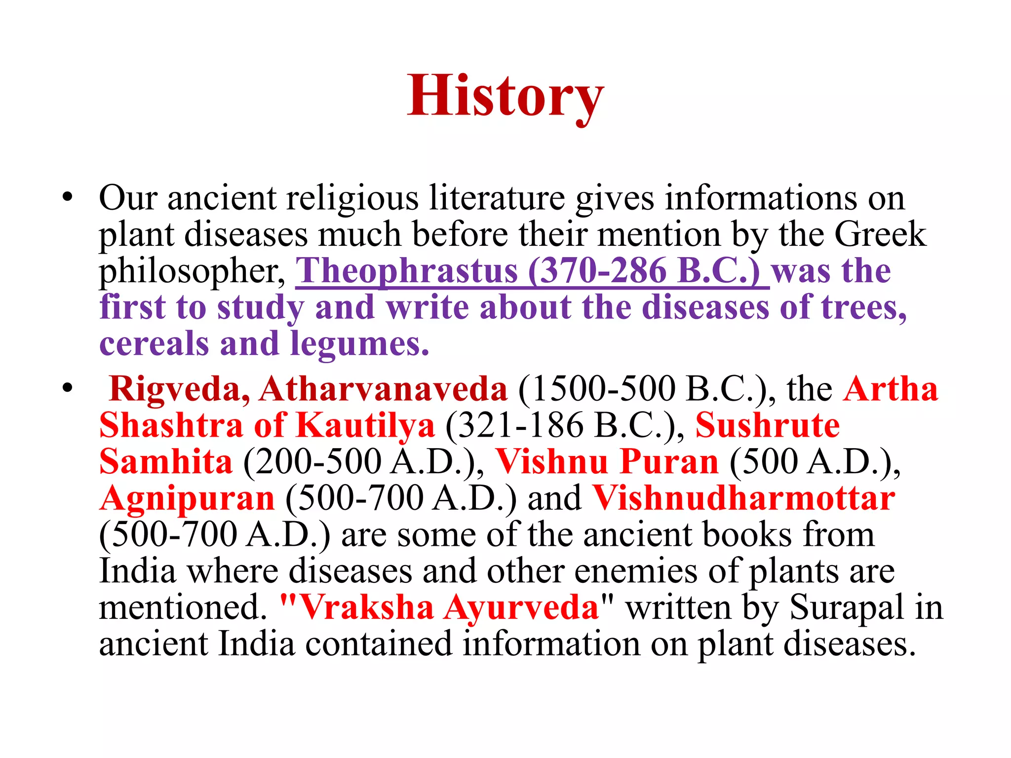 History,classification & importance of plant pathology | PPTX