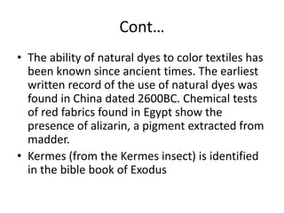 History & Classification of Dyes 1.pdf textile | PDF