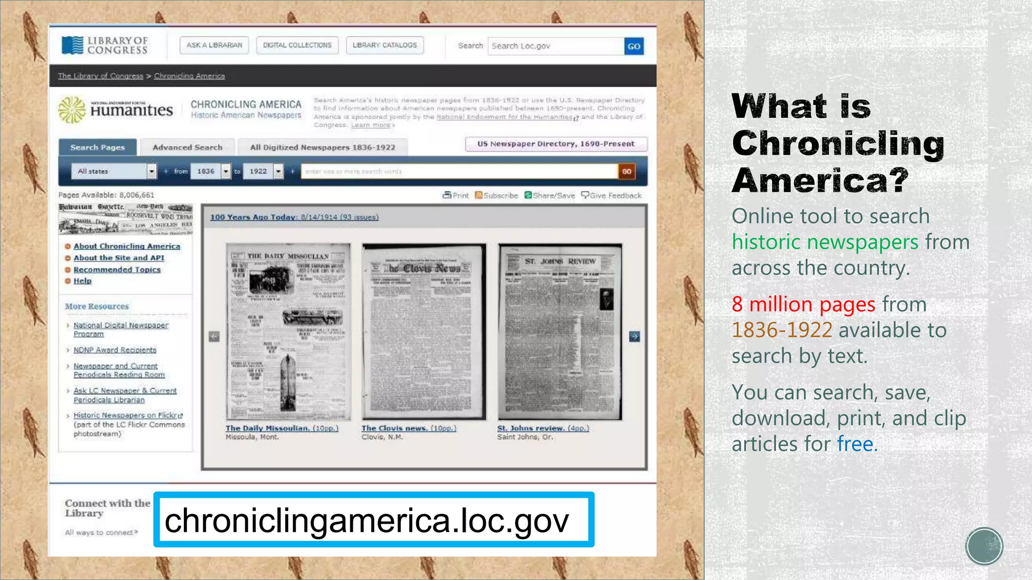 Chronicling America: Using Historic Newspapers in the Classroom & for ...