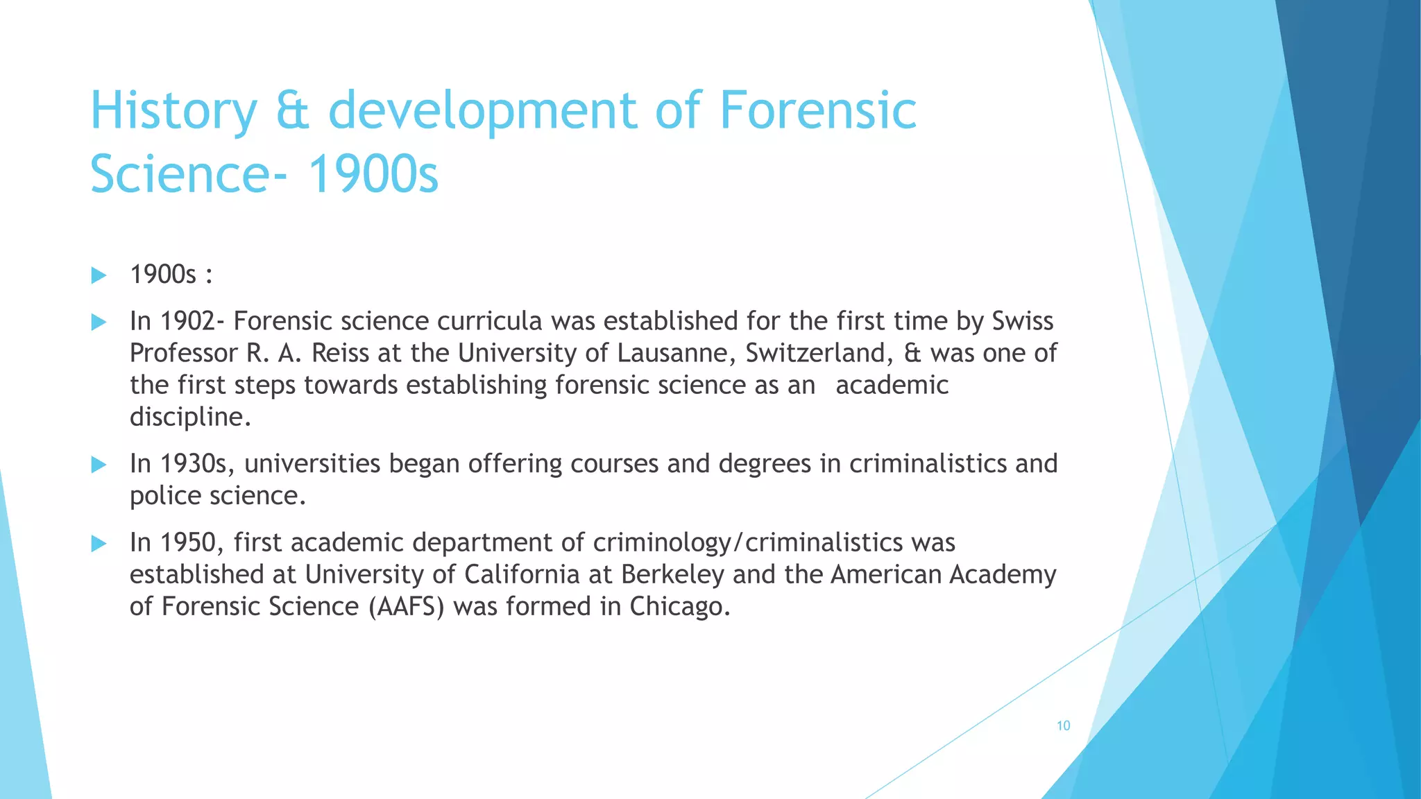 History development of forensic science | PPTX | Crime & Harmful Acts ...