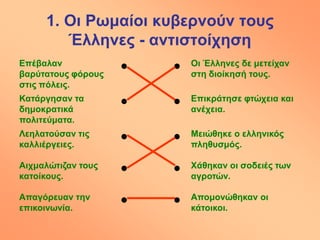 1. Οι Ρωμαίοι κυβερνούν τους Έλληνες. | PPT