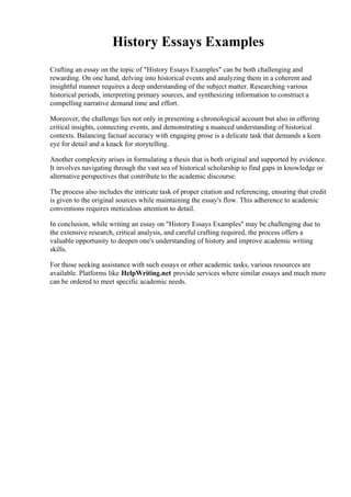 History Essays Examples. Roane State Community College | PDF