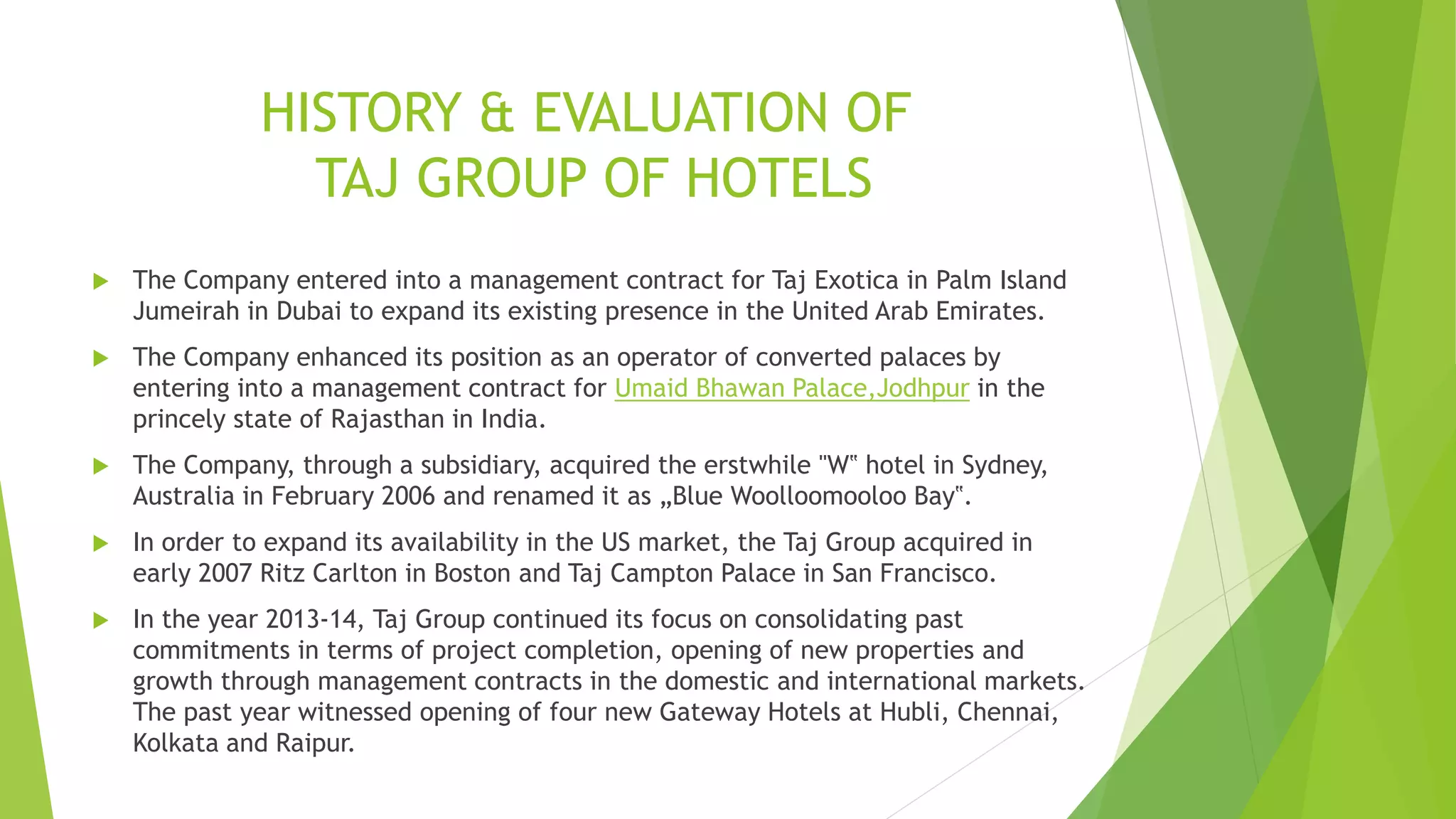 History & Evaluation Of Taj Group Of Hotels By Naveen Dahanwal | PPTX