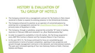 History & Evaluation Of Taj Group Of Hotels By Naveen Dahanwal | PPTX