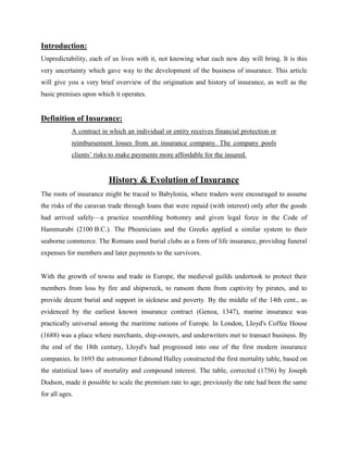 History & evolation insurance | DOCX