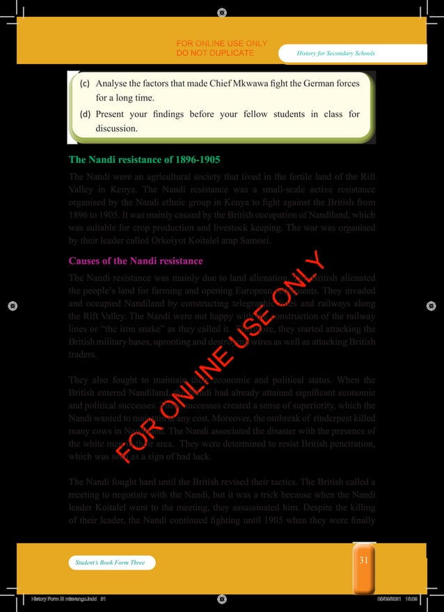 History Form Three , Text book for a teachers | PDF
