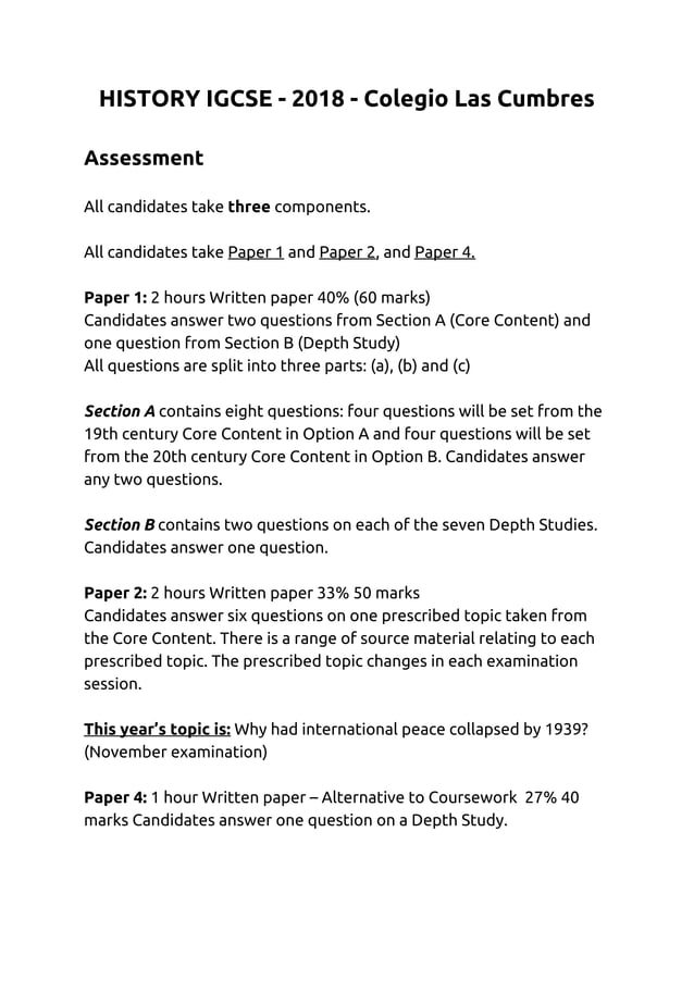 History Igcse 2018 | PDF