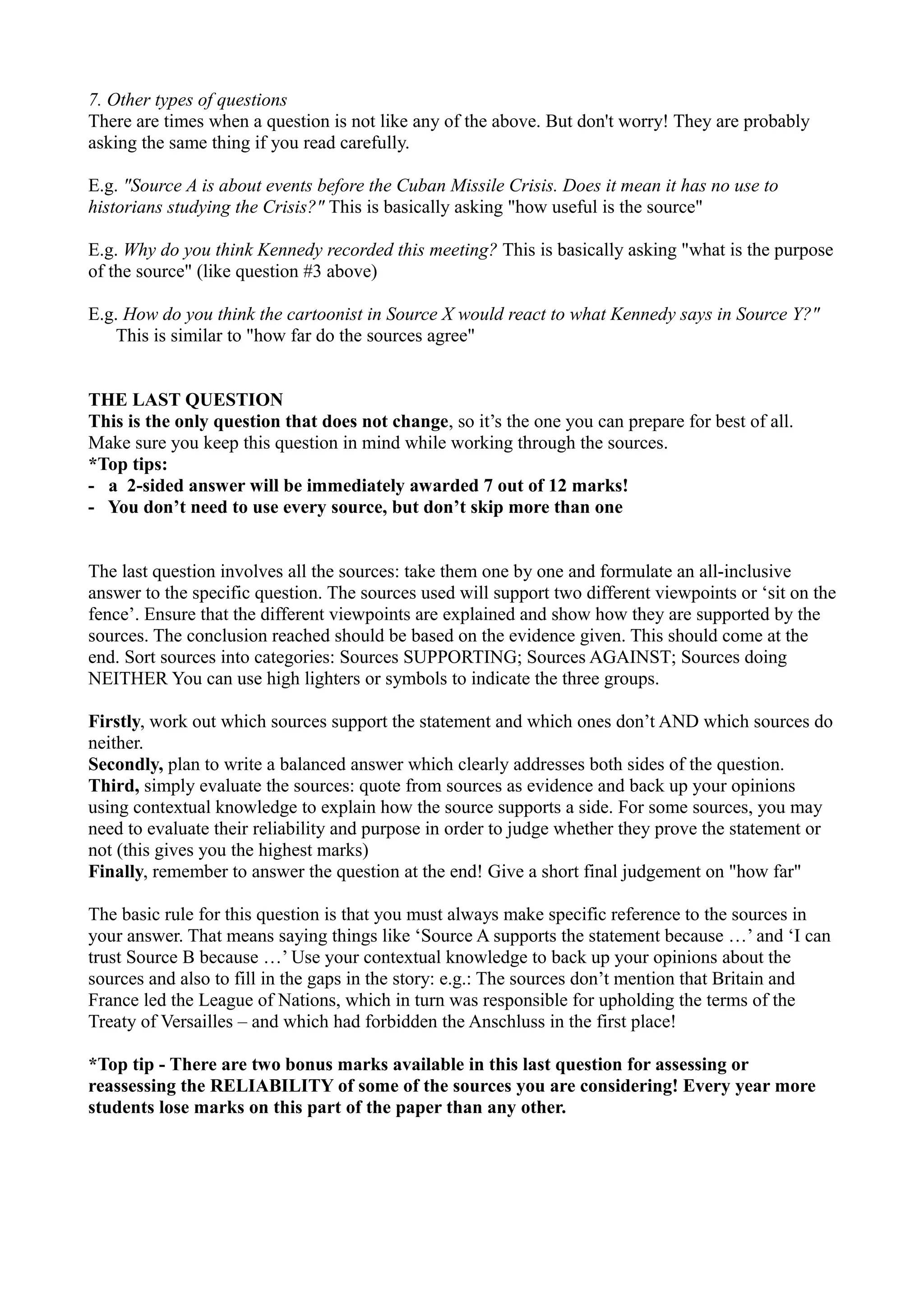 History IGCSE Tips | PDF