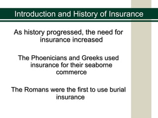 History of Insurance Overview Anaysis.ppt