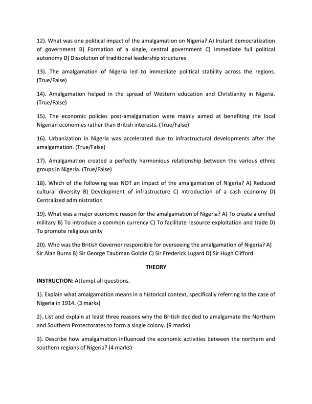 History Test Questions for Junior Secondary School Three Class..docx