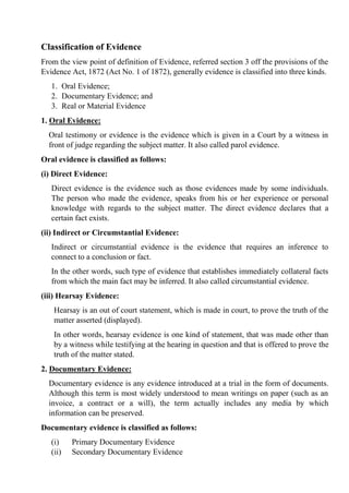 History & Kinds of Evidence Act, 1872 | PDF