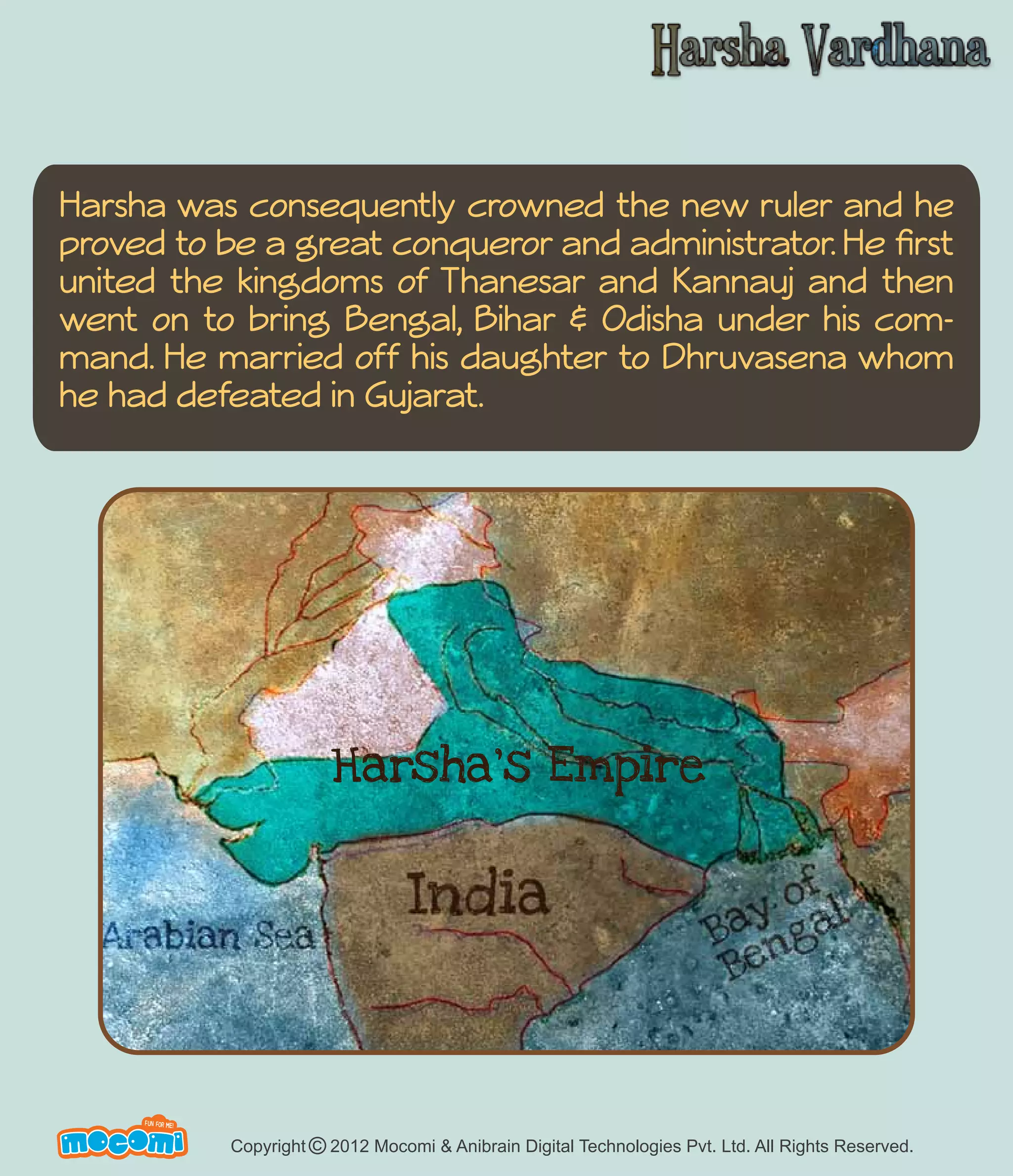 King Harshavardhana - Kings of India – Mocomi.com