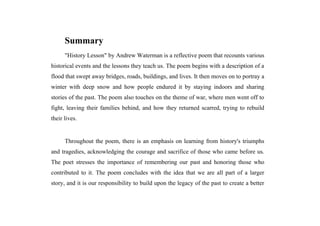 History Lesson poem from collection of River Wensum -- Andrew Waterman.pdf