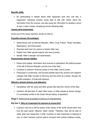 History lesson plan nazi | DOCX