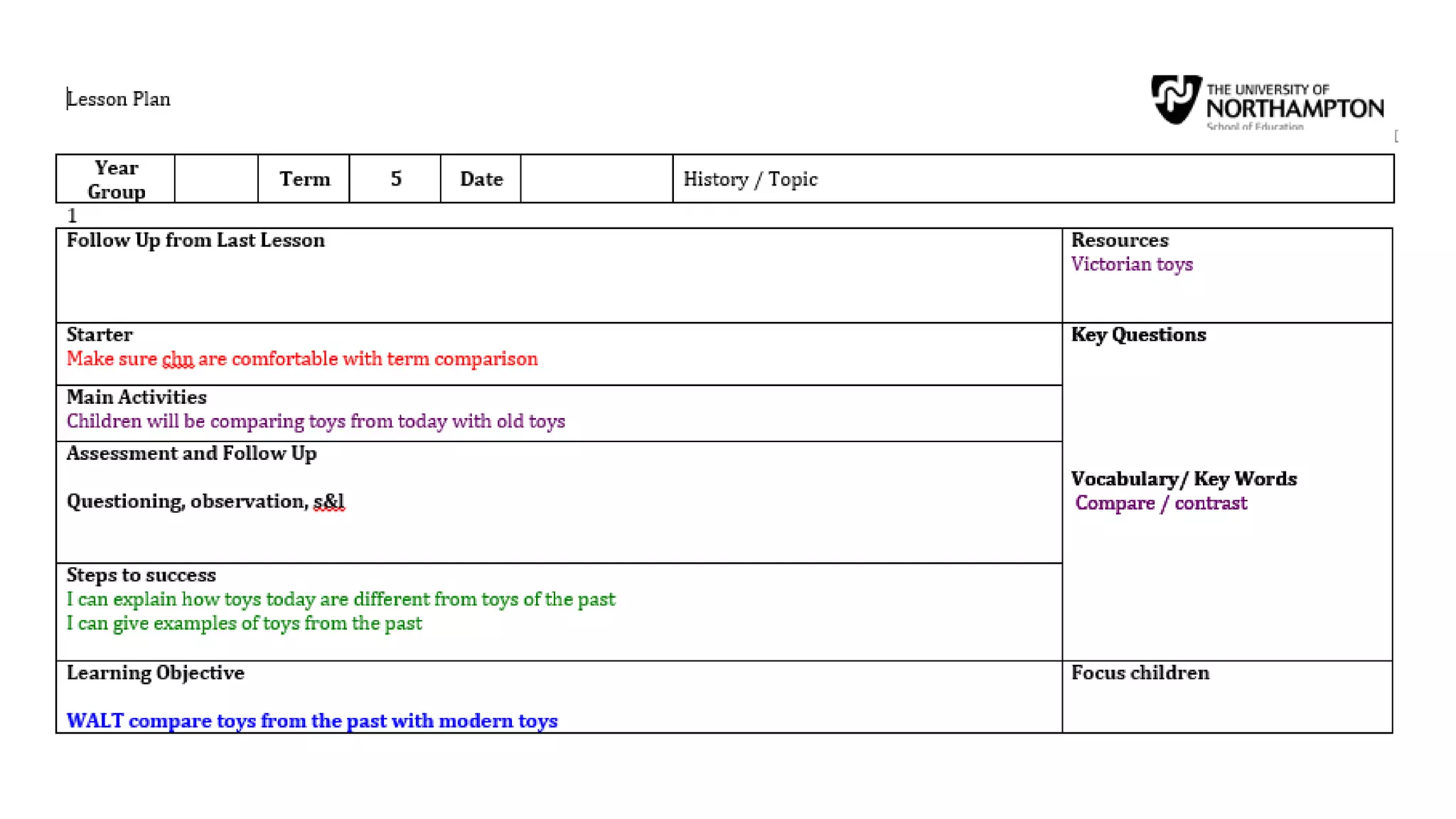 History lesson plans ppt | PPTX