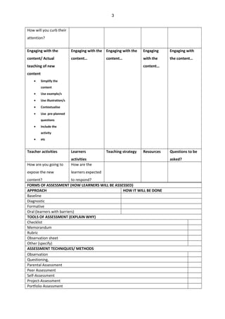 History lesson plan template | DOC