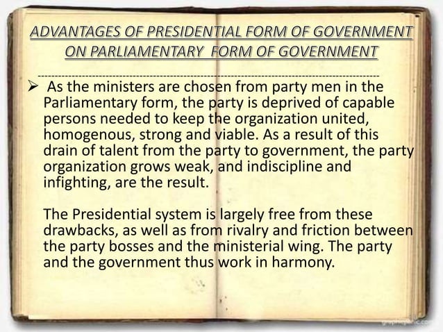 Comparision on PARLIAMENTARY and PRESIDENTIAL form of government with ...